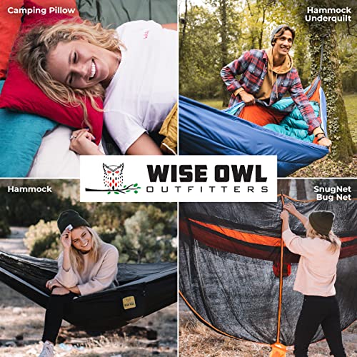 Wise Owl Outfitters Hammock for Camping Double Hammocks Gear for The Outdoors Backpacking Survival or Travel - Portable Lightweight Parachute Nylon DO Navy & Lt Blue