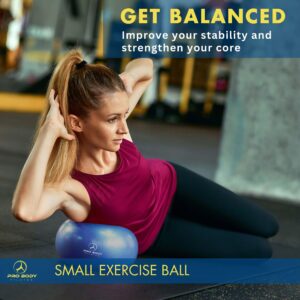 ProBody Pilates Ball Small Exercise Ball w/Pump, 9 Inch Barre Ball, Mini Soft Yoga Ball, Workout Ball for Stability, Barre, Ab, Core, and Physical Therapy Ball at Home Gym & Office (Blue)