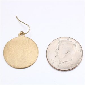 HONGYE Brushed Gold Silver Rose Gold Colored Round Disc Shaped Drop Earring Hook Earring