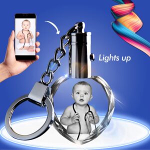 3D innovation Crystal Keychain Photo - Lighted Custom Crystal Picture Etched Key chain, Heart