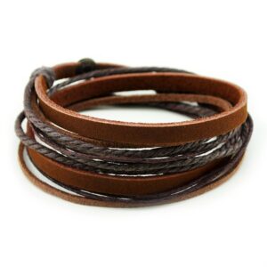 frd.2y genuine leather bracelet for women & men,unisex multilayer leather adjustable bracelet cuff wrap multicolor rope wristband