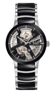 rado men's centrix open heart swiss automatic watch, black/stainless (r30178152)