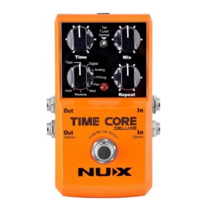 nux time core deluxe delay guitar effect pedal 7 delay types with looper tone lock upgrade mode