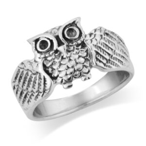 925 sterling silver wise owl band ring (11.5)