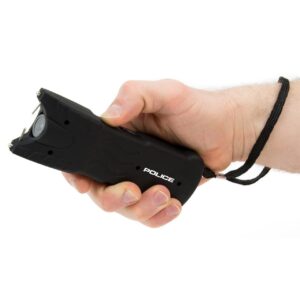 POLICE Stun Gun 916 - Heavy Duty with LED Flashlight Safety Disable Pin, Black