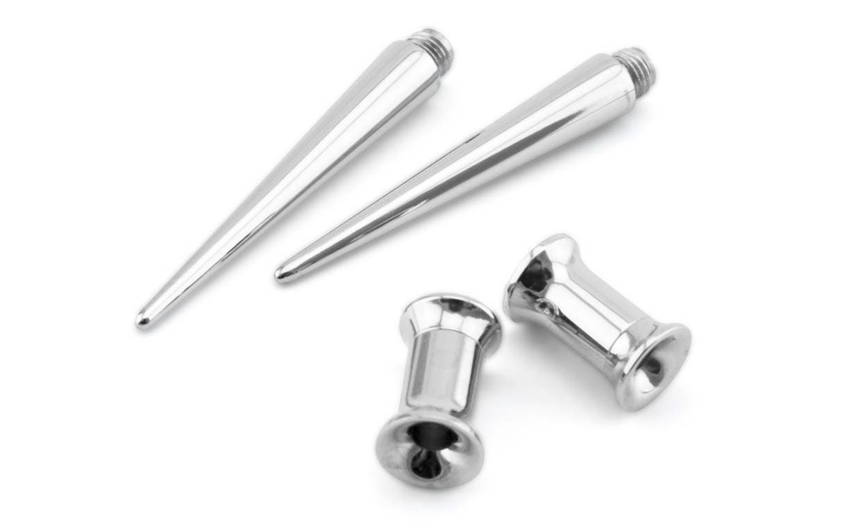 Urban Body Jewelry 6 Gauge (6G - 4mm) Stainless Steel Taper & Tunnel Ear Stretching Kit (4 pieces)