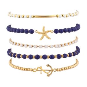 lux accessories navy nautical starfish anchor arm candy set (5pc)