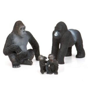 terra by battat – 4 pcs gorilla toys family set – realistic gorilla figurines – zoo animal toys for kids and toddlers 3+ – plastic jungle animals