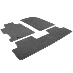 floor mats compatible with 2006-2011 honda civic, gray/grey nylon carpet front & rear 3pc full set, by ikon motorsports, 2007 2008 2009 2010