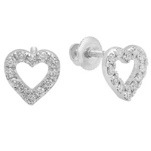 dazzlingrock collection 0.25 carat (ctw) 10k white diamond ladies heart shape fashion stud earrings 1/4 ct, white gold