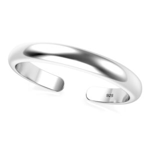 metal factory sterling silver 2mm plain dome adjustable toe band ring