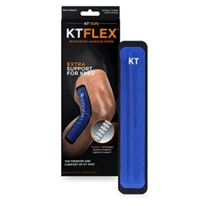 kt tape kt flex reinforced adhesive strips for knees, 8 pack, 10" precut strips, blue