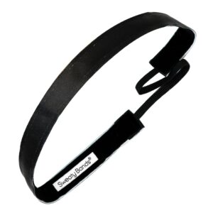 sweaty bands womens girls headband - non-slip velvet-lined fashion hairband - wicked black 5/8-inch