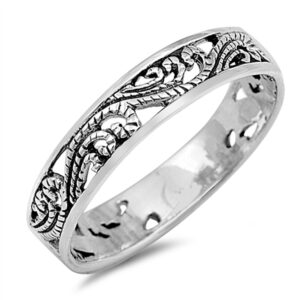 filigree cutout fashion stackable ring new .925 sterling silver band size 8