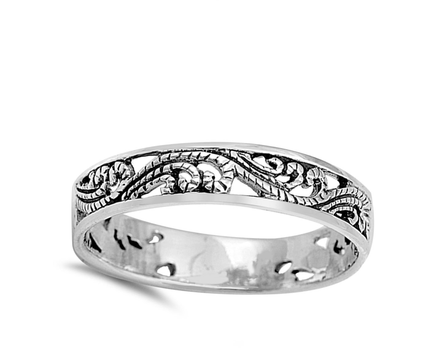 Filigree Cutout Fashion Stackable Ring New .925 Sterling Silver Band Size 8