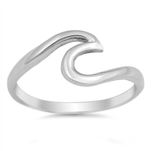 wave polished cute fashion ring new .925 sterling silver toe band size 7