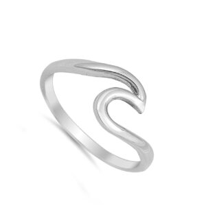 Wave Polished Cute Fashion Ring New .925 Sterling Silver Toe Band Size 7