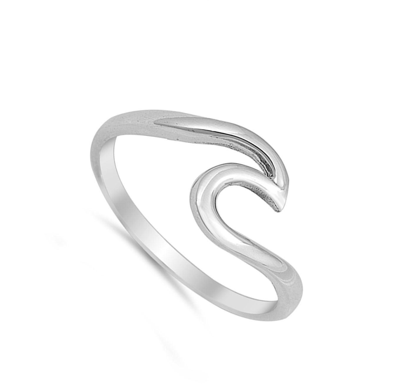 Wave Polished Cute Fashion Ring New .925 Sterling Silver Toe Band Size 7