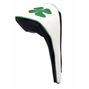 jp lann golf’s lucky irish four leaf clover celtic shamrock headcover for drivers – easy on-off magnetic closure - premium leather – fits 460cc drivers