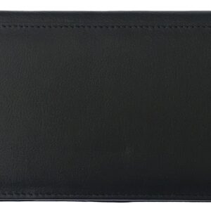 Black RFID Leather Checkbook Cover With Credit Card Slots and Pen Holder