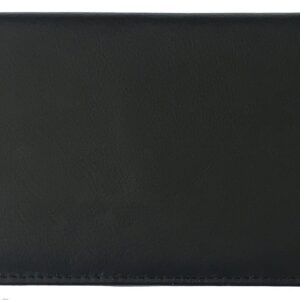 Black RFID Leather Checkbook Cover With Credit Card Slots and Pen Holder