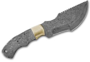 whole earth supply tracker damascus large knife blank +brass finger guard for custom making knives blade blades blanks hunting