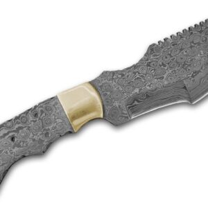 Whole Earth Supply Tracker Damascus Large Knife Blank +Brass Finger Guard for Custom Making Knives Blade Blades Blanks Hunting