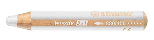 3 x STABILO WOODY 3 in 1 MULTI-TALENTED JUMBO PENCIL - White (880/100)