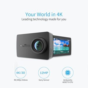 YI 4K Action and Sports Camera, 4K/30fps Video 12MP Raw Image with EIS, Live Stream, Voice Control - Black