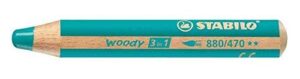 3 x stabilo woody 3 in 1 multi-talented jumbo pencil - turquoise (880/470)