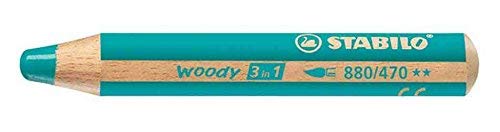 3 x STABILO WOODY 3 in 1 MULTI-TALENTED JUMBO PENCIL - Turquoise (880/470)