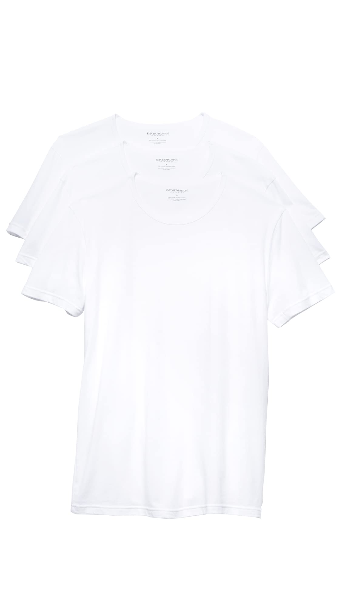 Emporio Armani Men's Cotton Crew Neck T-Shirt, White, Large