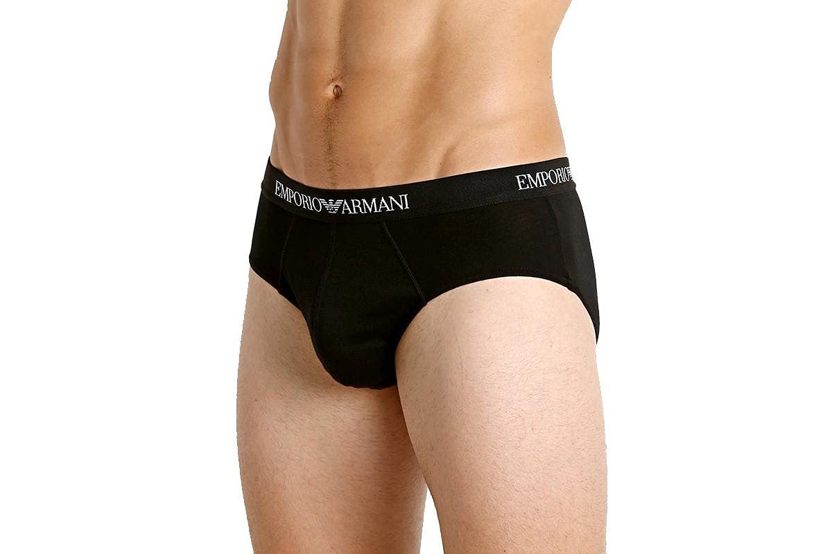 Emporio Armani Men's Cotton Briefs, Black, Large