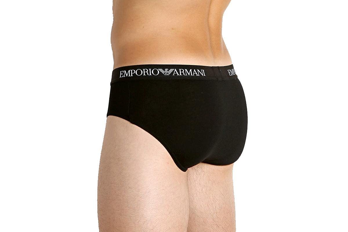 Emporio Armani Men's Cotton Briefs, Black, Large