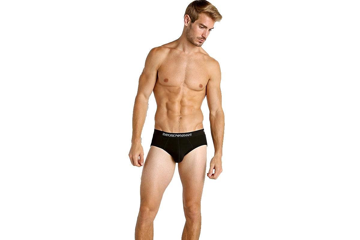 Emporio Armani Men's Cotton Briefs, Black, Large