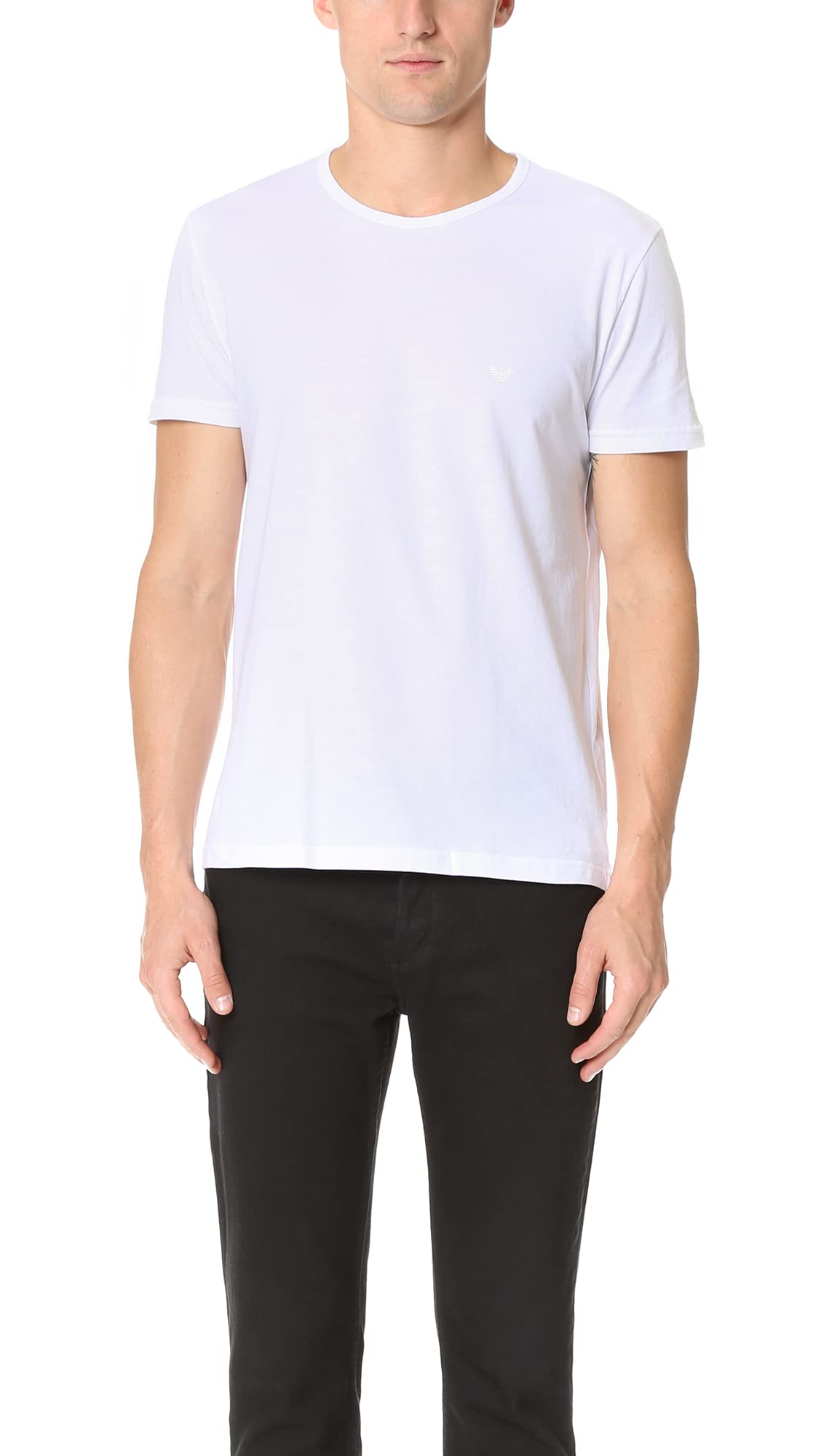 Emporio Armani Men's Cotton Crew Neck T-Shirt, White, Large