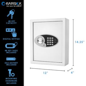 Barska Digital Keypad Wall Mount Safe Key Cabinet, 48 Position, White