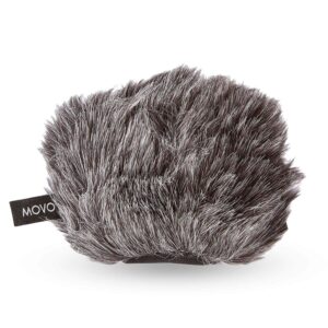 movo ws-g9 furry outdoor microphone windscreen muff for portable digital recorders up to 3" x 1.5" (w x d) - fits the zoom h4n, h4n pro, h5, h6, tascam dr-40, dr-05, dr-07 and more (dark gray)