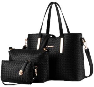 king ma weave handbag purse bags 3 piece set tote bag for lady women