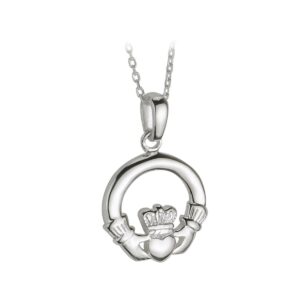 biddy murphy irish claddagh 925 sterling silver pendant necklace for women, 20 inches, imported from ireland