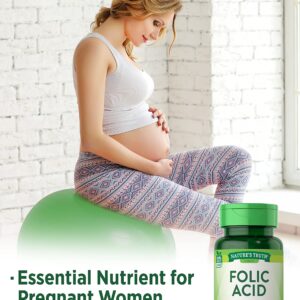 Nature's Truth Folic Acid | 800 mcg | 250 Tablets | Vegetarian, Non-GMO & Gluten Free Supplement