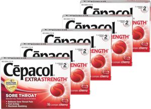 cepacol maximum strength throat drop lozenges, cherry, 16 count (pack of 5)