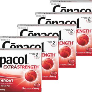 Cepacol Maximum Strength Throat Drop Lozenges, Cherry, 16 Count (Pack of 5)