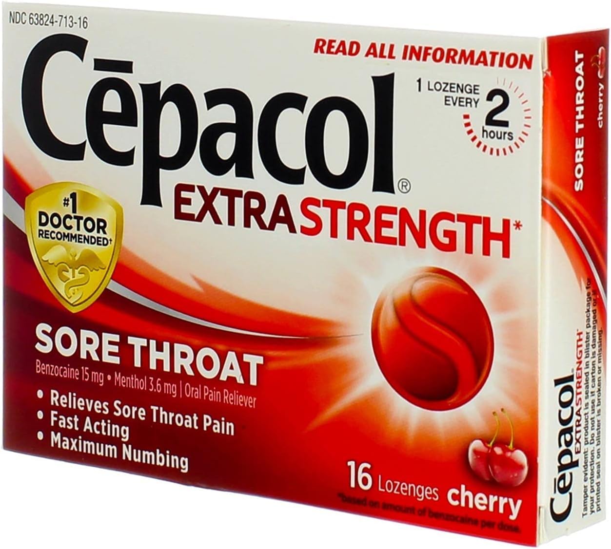 Cepacol Maximum Strength Throat Drop Lozenges, Cherry, 16 Count (Pack of 5)