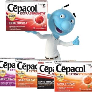 Cepacol Maximum Strength Throat Drop Lozenges, Cherry, 16 Count (Pack of 5)