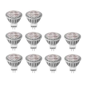 baoming mr11 led bulb daylight 6000k 20w/35w halogen replacement, gu4 base 12v low voltage 30° spot light not-dimmable 10-pack