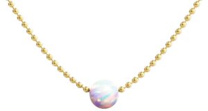 benevolence la gold choker necklace, 14k gold dipped opal necklace, dainty beaded necklace for women, gifts for mom, delicate short necklace, designed in california, gift for her