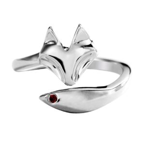 jewme 925 sterling silver women fox tail rings fine jewelry open zirconia 7-8.5