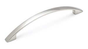 richelieu hardware bp23103128195 cambria collection 5 1/16-inch (128 mm) center-to-center brushed nickel modern cabinet and drawer pull handle for kitchen, bathroom, and furniture