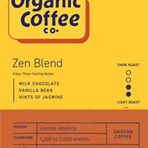 The Organic Coffee Co. Ground Coffee - Zen Blend (12oz Bag), Medium Roast, USDA Organic